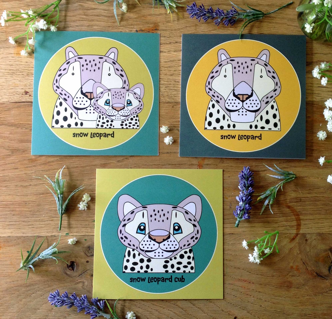 Snow Leopard Cards. Blank Greeting Card for Birthday, Thank You, Pride ...