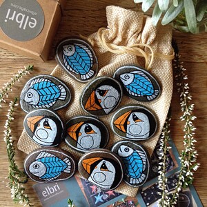 Puffin and Starfish Noughts & Crosses Slate and Pebble Board Game. Hand ...