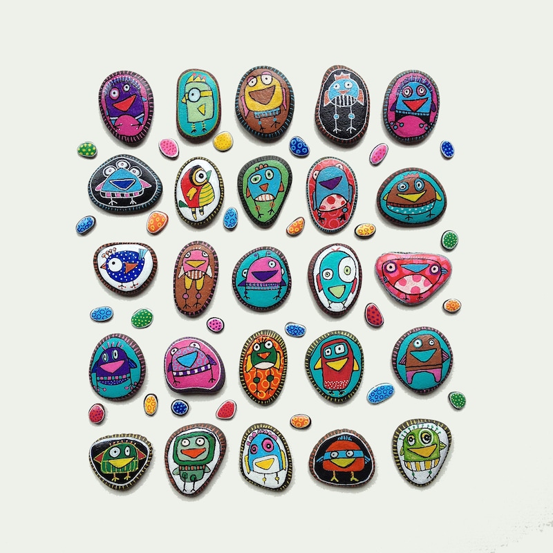 Painted Owl Rocks - Etsy