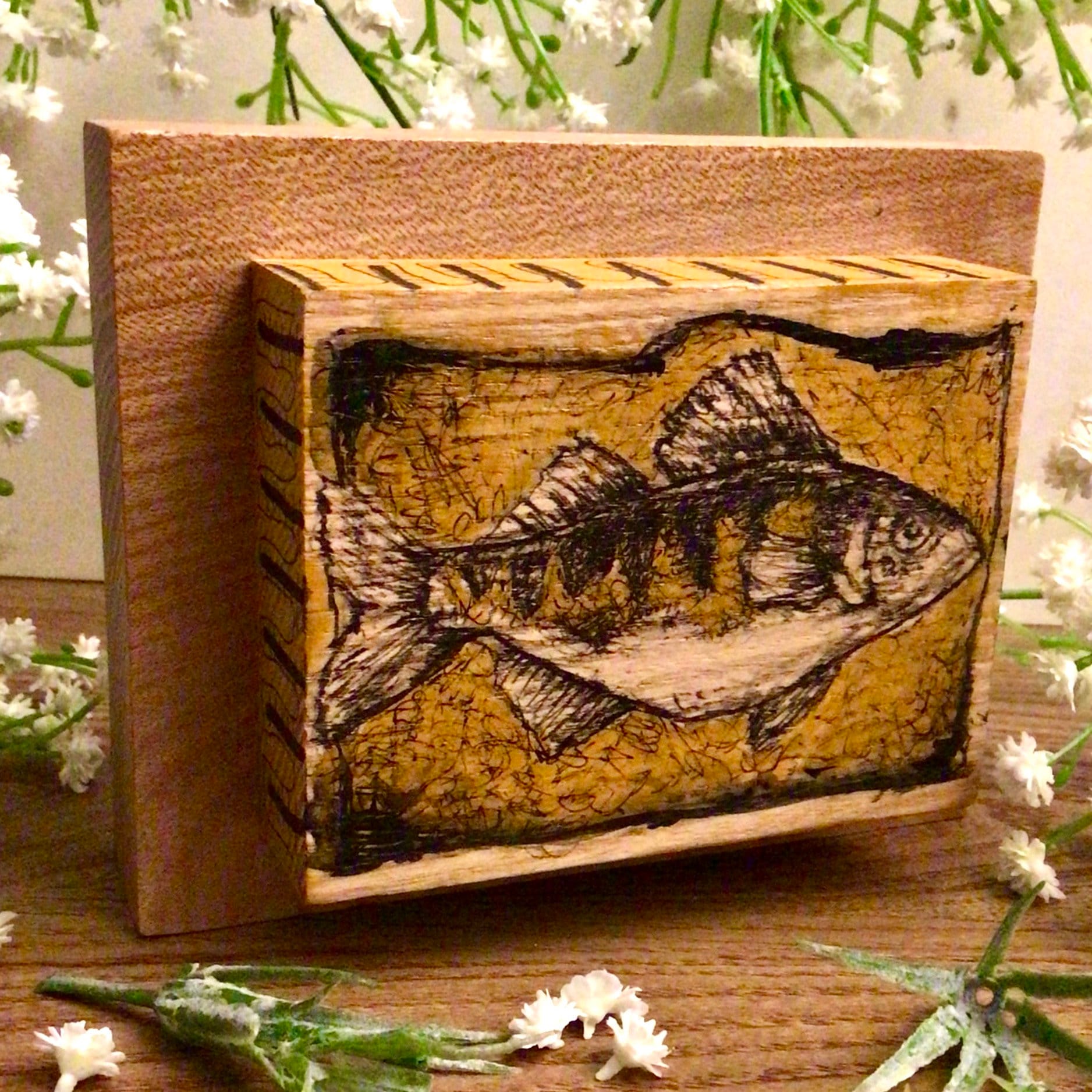 Fish Art Wood Block in Scottish Ash Hardwood, Original Hand Painted ...
