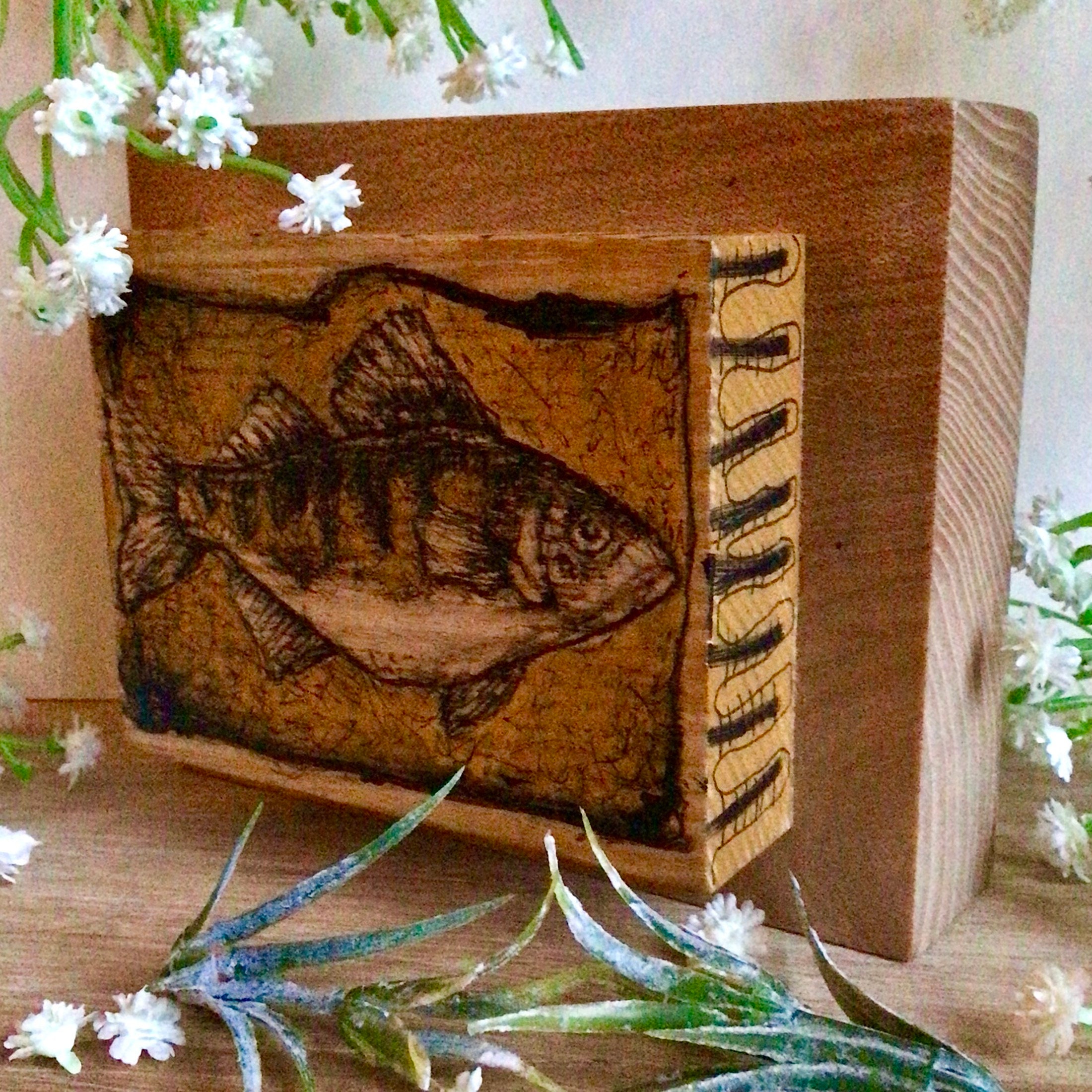 Fish Art Wood Block in Scottish Ash Hardwood, Original Hand Painted ...