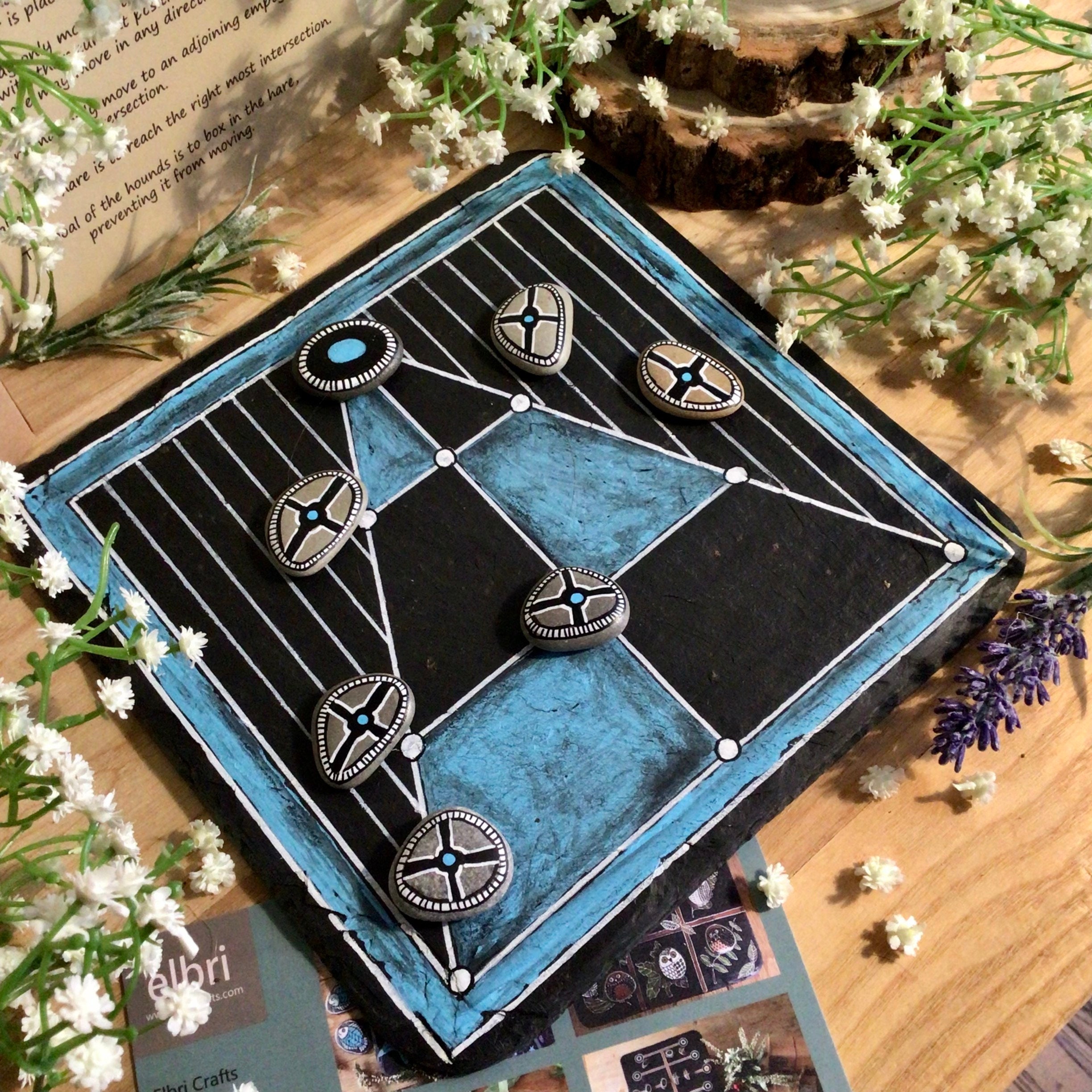 Handmade Painted Slate and Stone Board Game. Len Choa. Unusual - Etsy