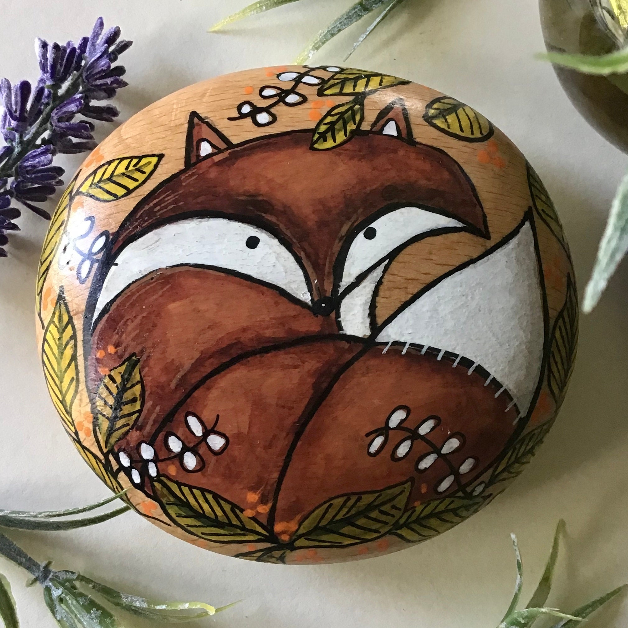 Beautiful Wooden Fox Pebble Hand Painted in Scotland. Lovely | Etsy