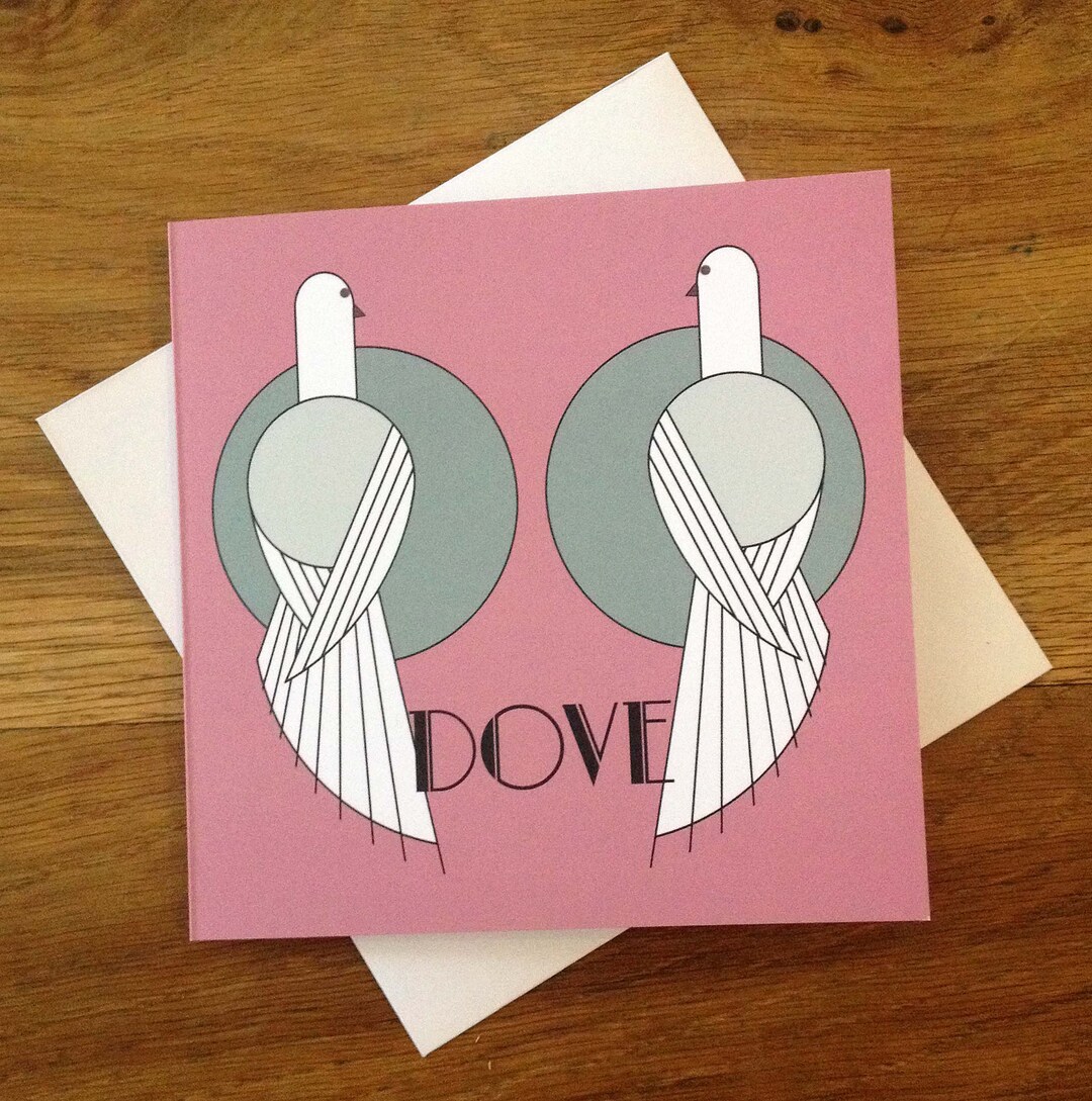 Art Nouveau Valentines Dove Card. Blank Greetings Card - Etsy