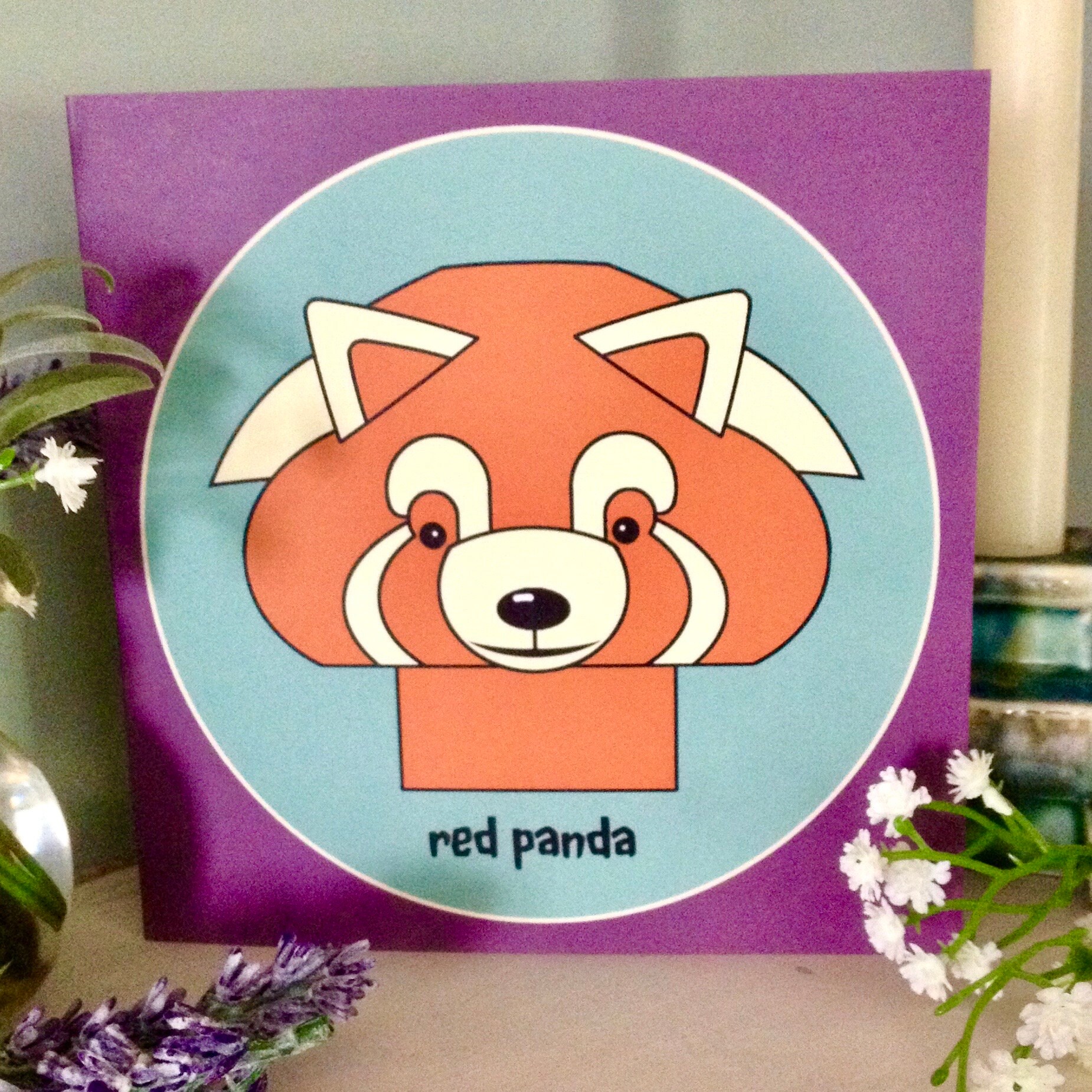 Red panda card blank greetings card for birthday thank you | Etsy