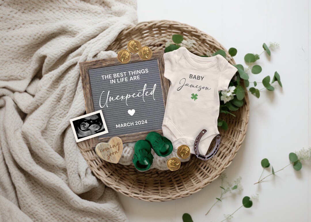 St. Patricks Day Pregnancy Announcement Digital, Baby Reveal, Gender ...
