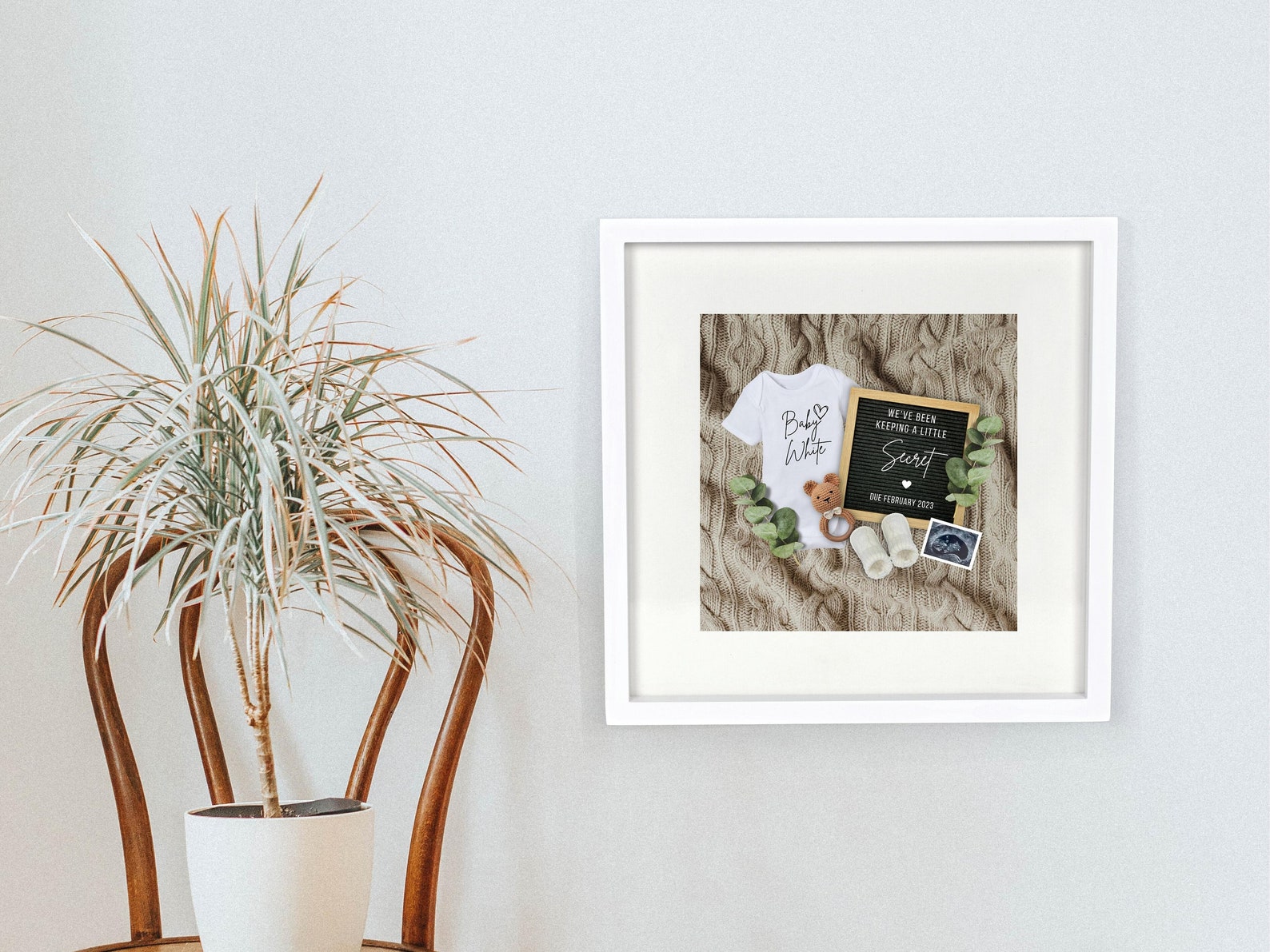 Secret Pregnancy Announcement Digital, Beige Neutral Baby Reveal, Social Media Pregnancy Reveal ...