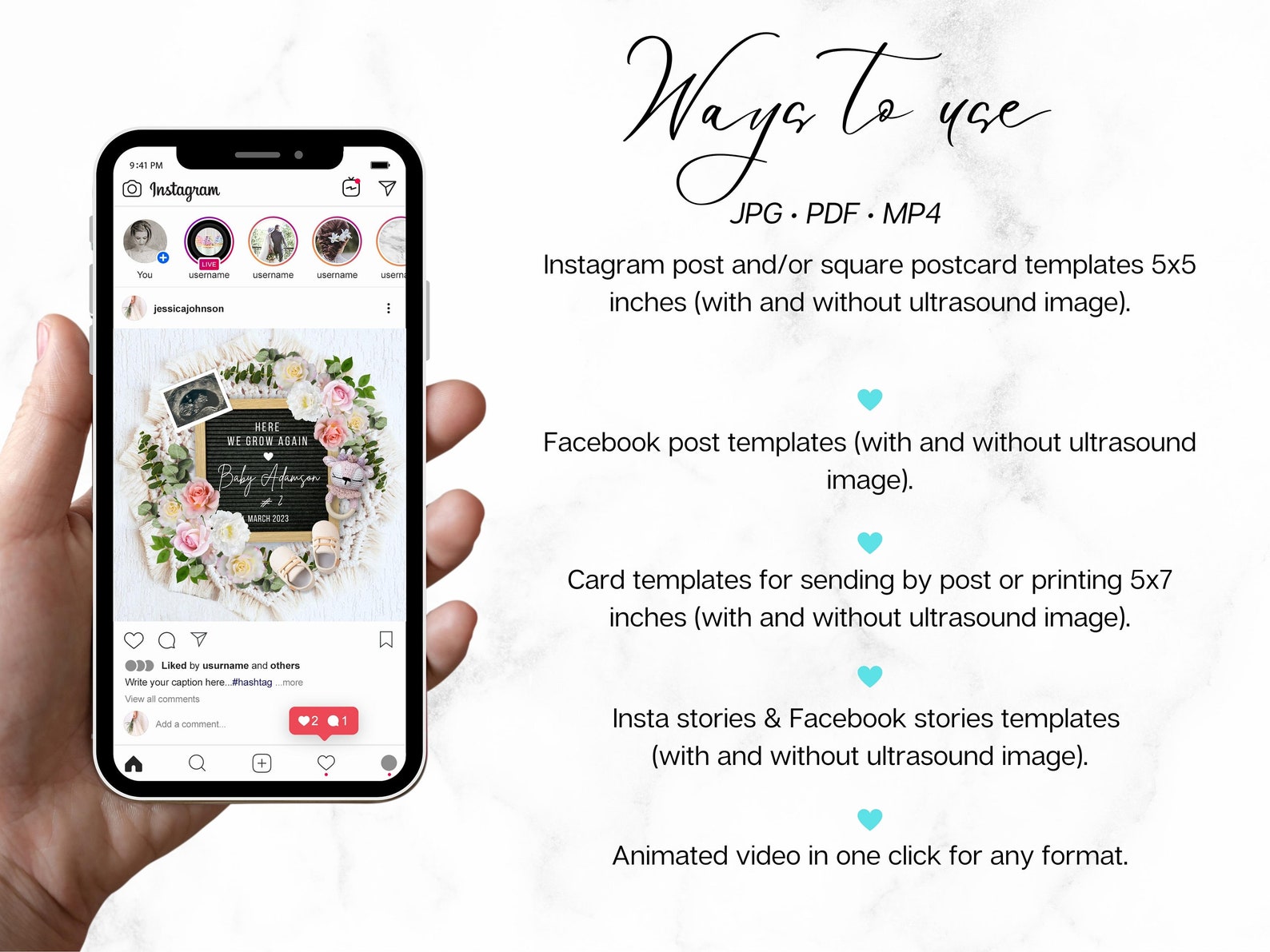 Baby Number 2 Announcement, Floral Pregnancy Reveal (digital File) - Etsy