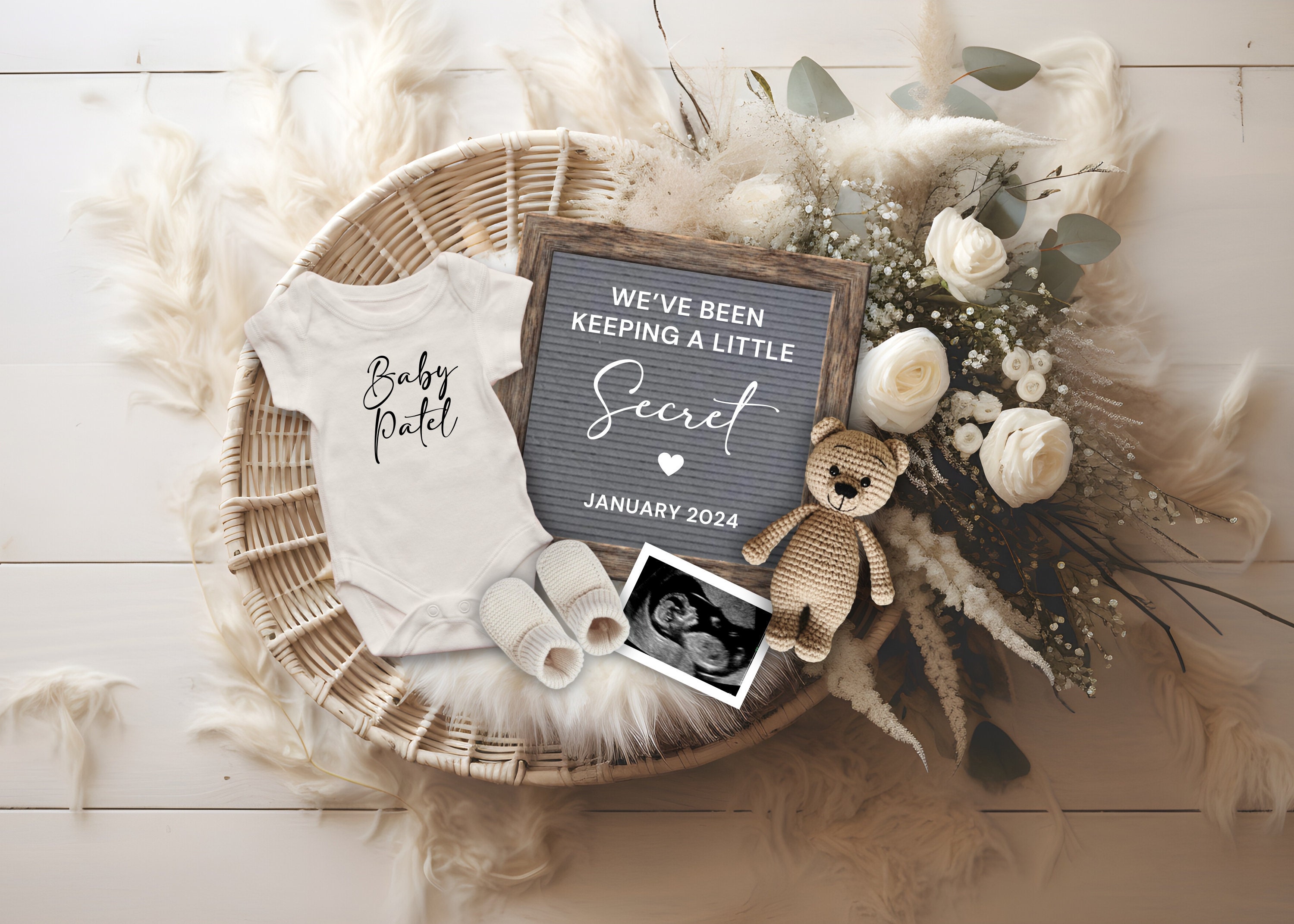 Little Secret Pregnancy Announcement Digital, Editable Baby Reveal, Social Media Pregnancy ...