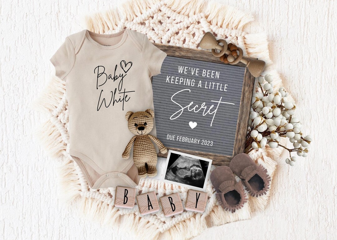 Secret Pregnancy Announcement Digital, Editable Boho Baby Reveal ...