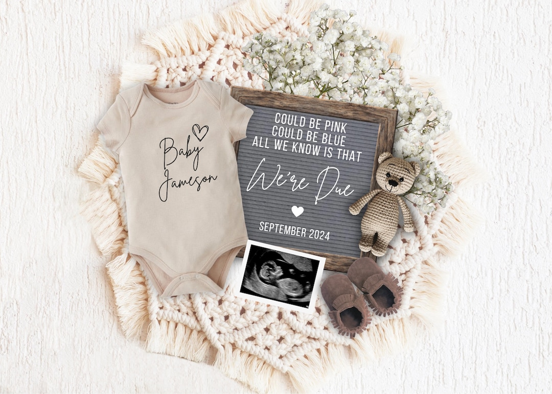 Pregnancy Announcement Digital, Could Be Pink Could Be Blue Baby ...