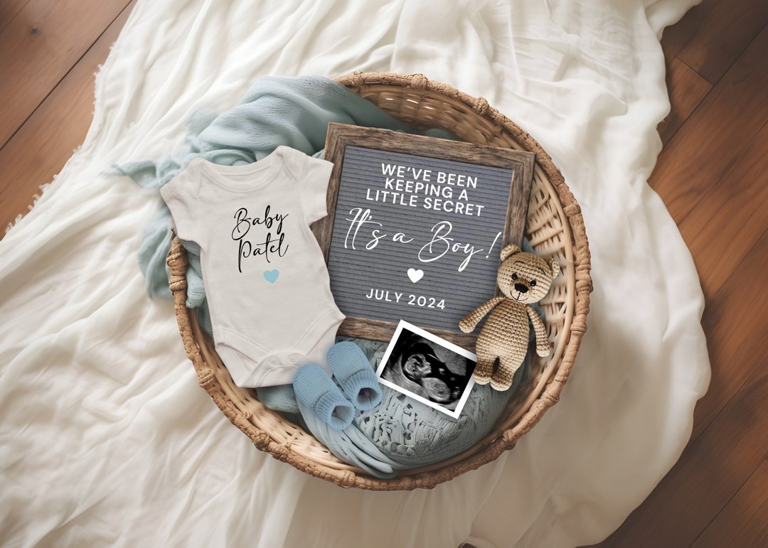 Pregnancy Announcement Digital, It's a Boy Gender Reveal for Social ...