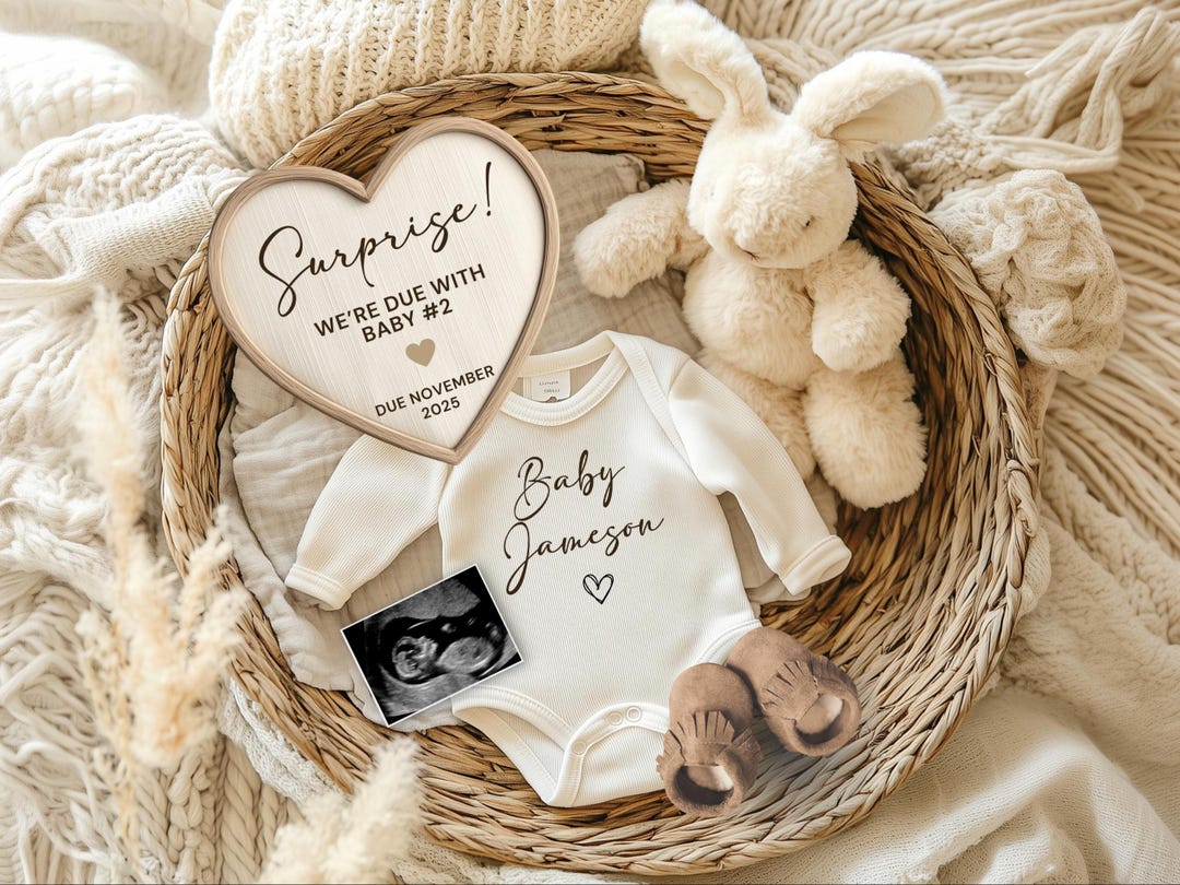 Second Baby Pregnancy Announcement Digital, We're Due With Baby #2 ...