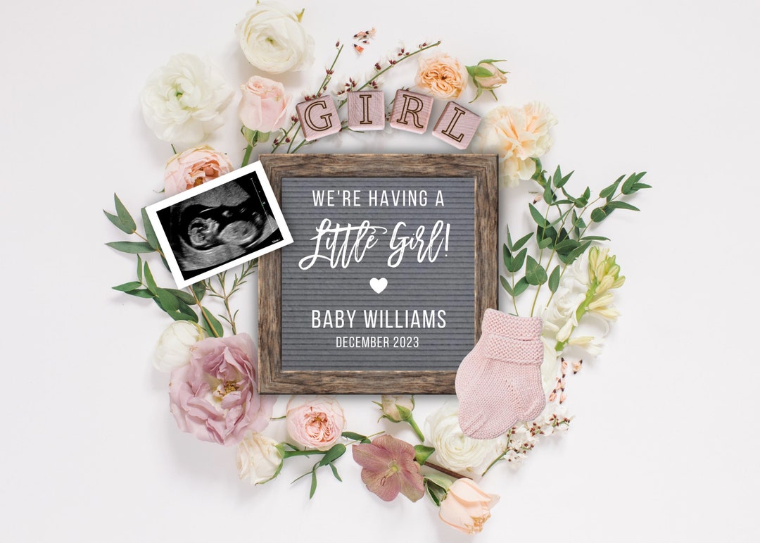 Floral Baby Girl Announcement, Spring Theme (digital Download) - Etsy