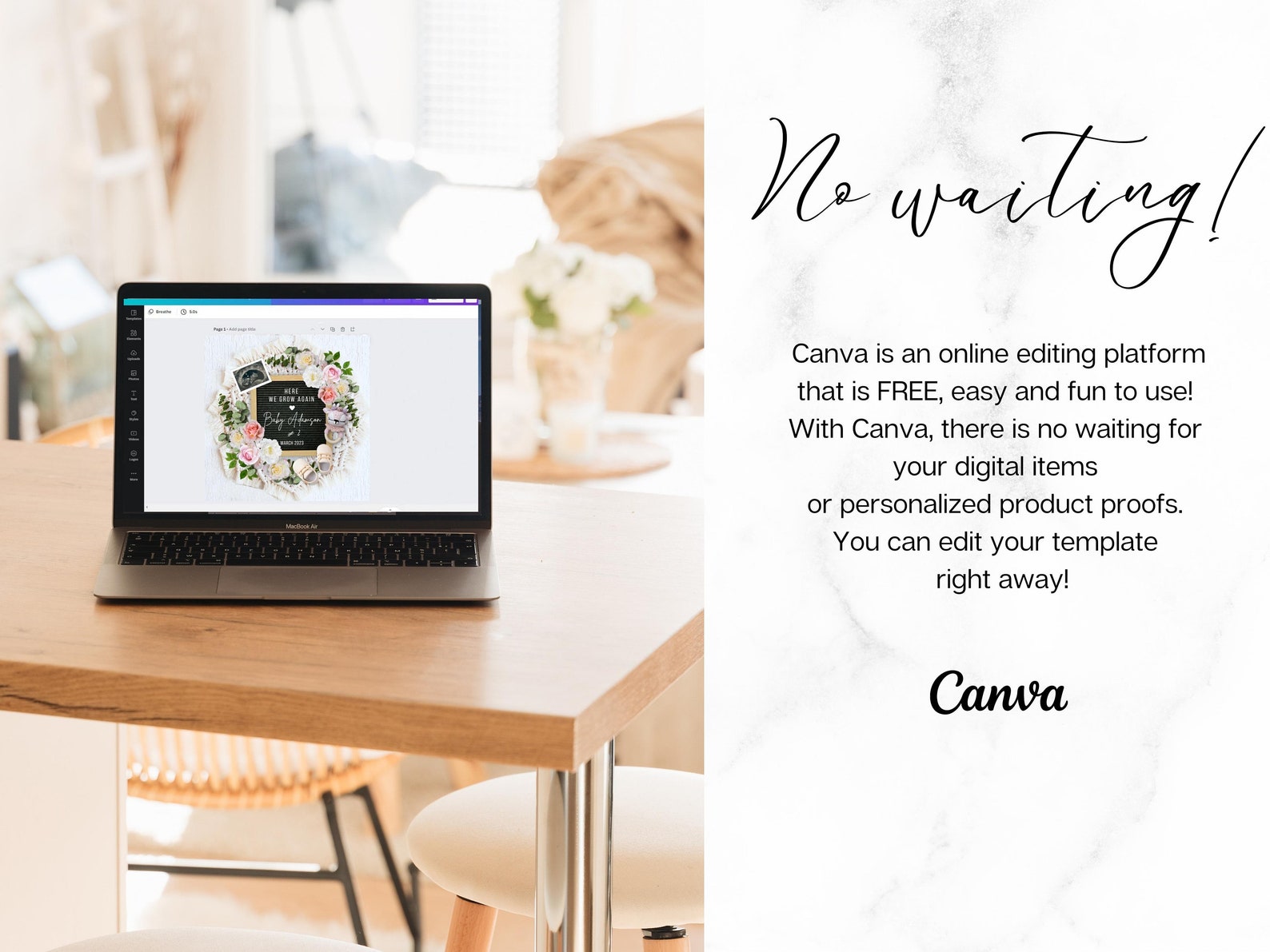 Baby Number 2 Announcement, Floral Pregnancy Reveal (digital File) - Etsy