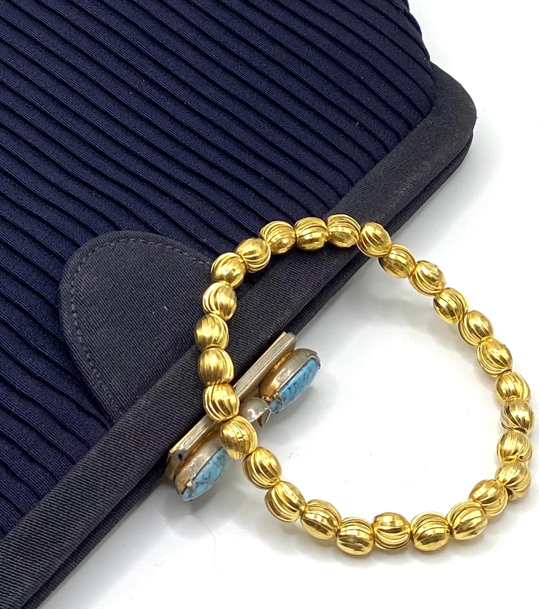 Gold Plated Beaded Bracelet With Scallop Design - Etsy