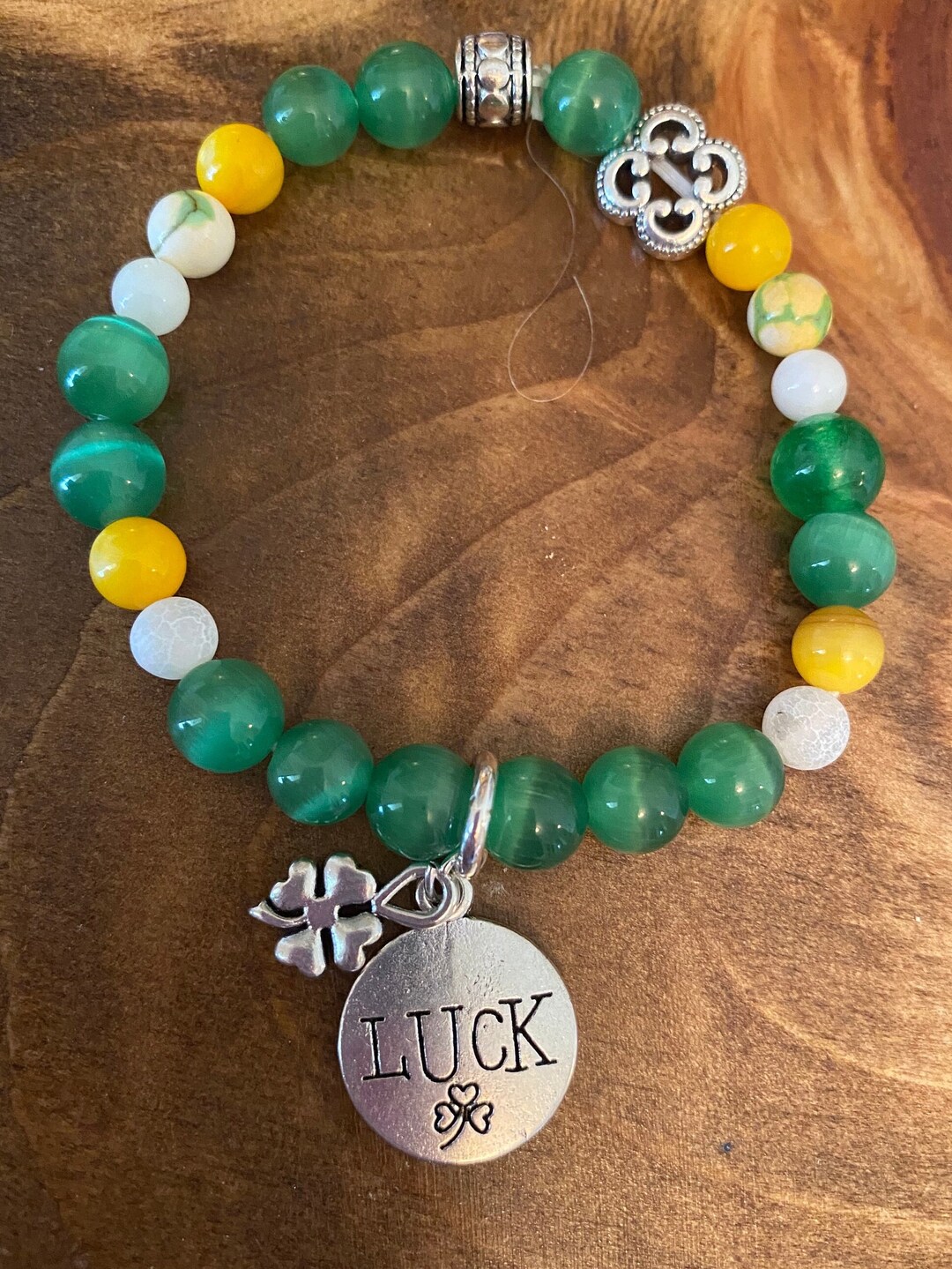 St Patricks Green& Yellow Bracelet With Charm - Etsy