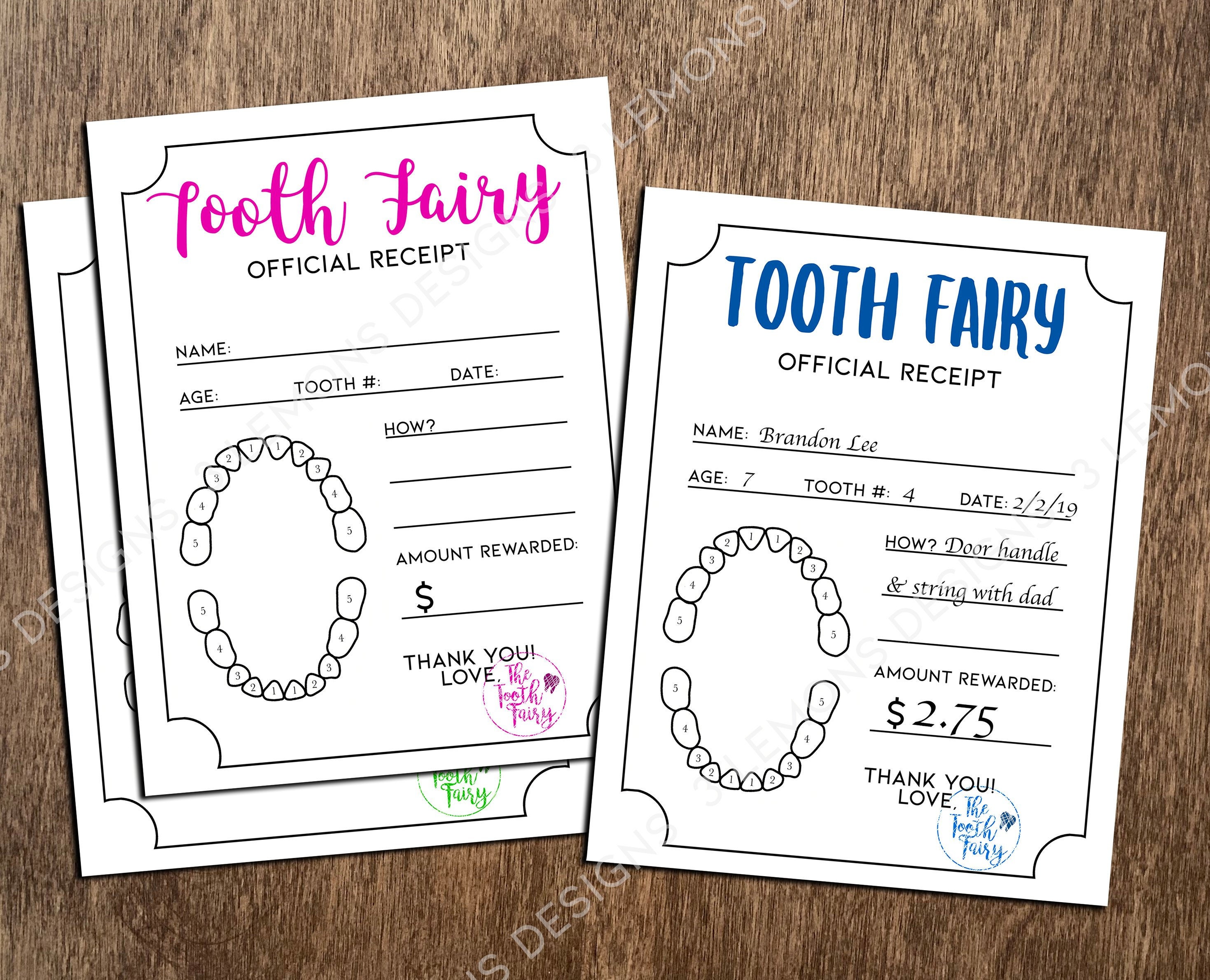 Blonde Instant Download Printable Tooth Fairy Receipt Papercraft Labels ...