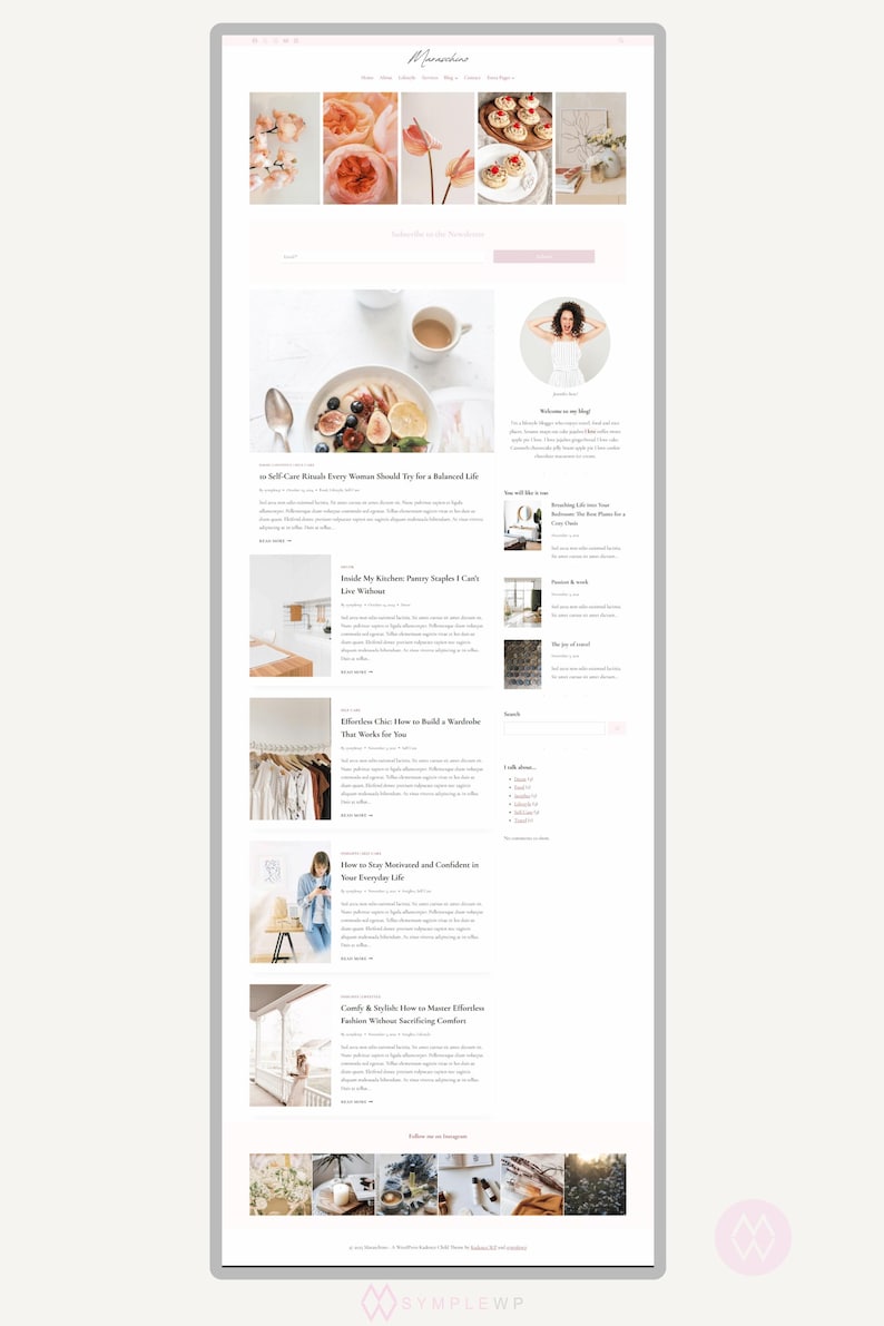 Kadence Child Theme Wordpress | MARASCHINO | Ideal for Blogger Wellness ...