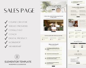 Sales Page Funnel Template for Coaches, Course Creators, and Digital ...