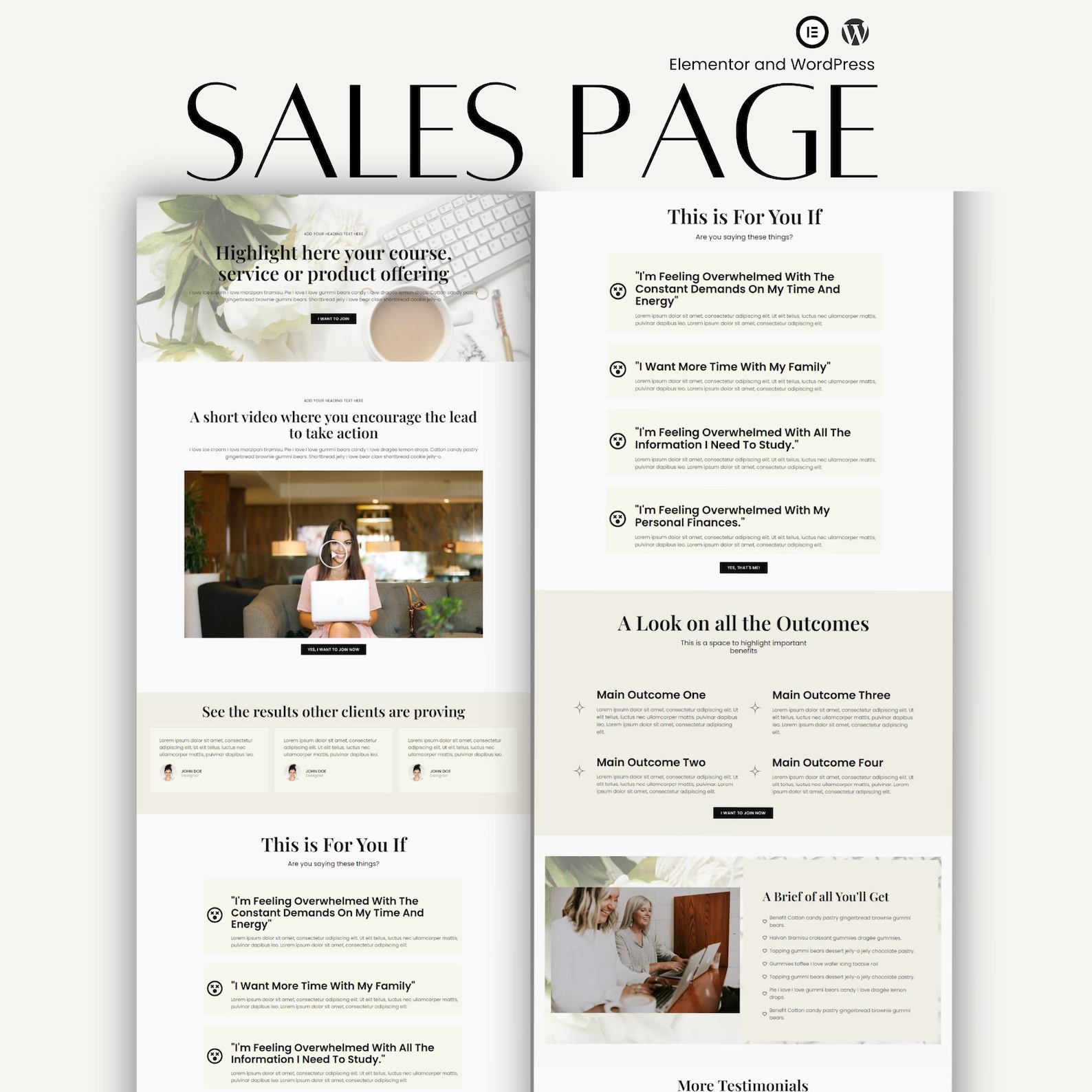 Elementor Sales Page Template | Coaches, Course Creators, Digital ...