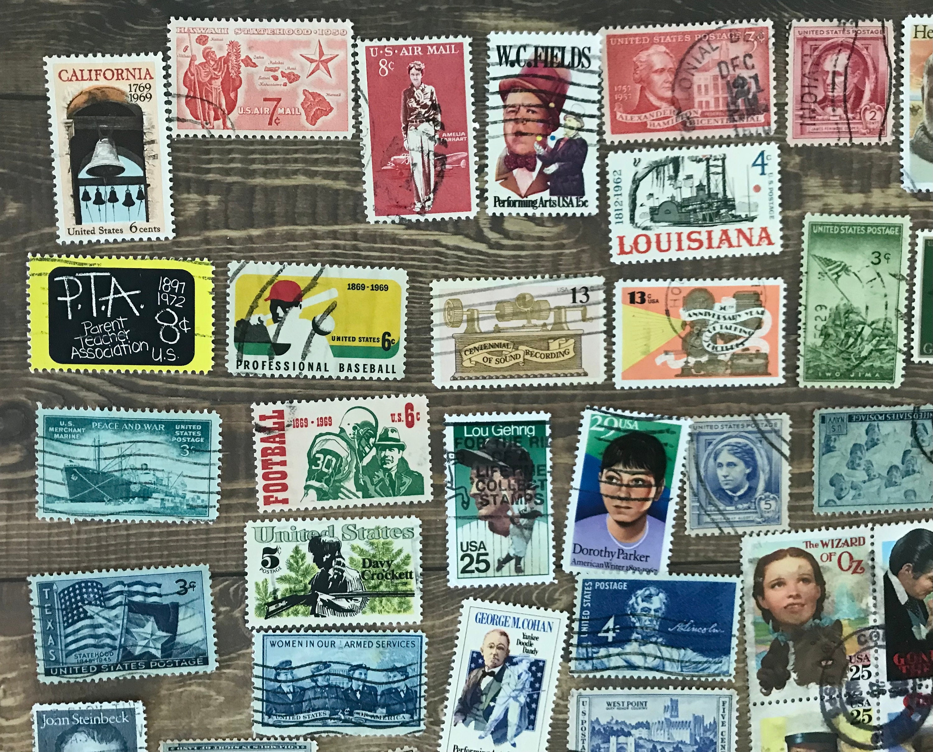 Vintage Postage Stamp Lot With 80 US Stamps and 1 Canadian Stamp ...