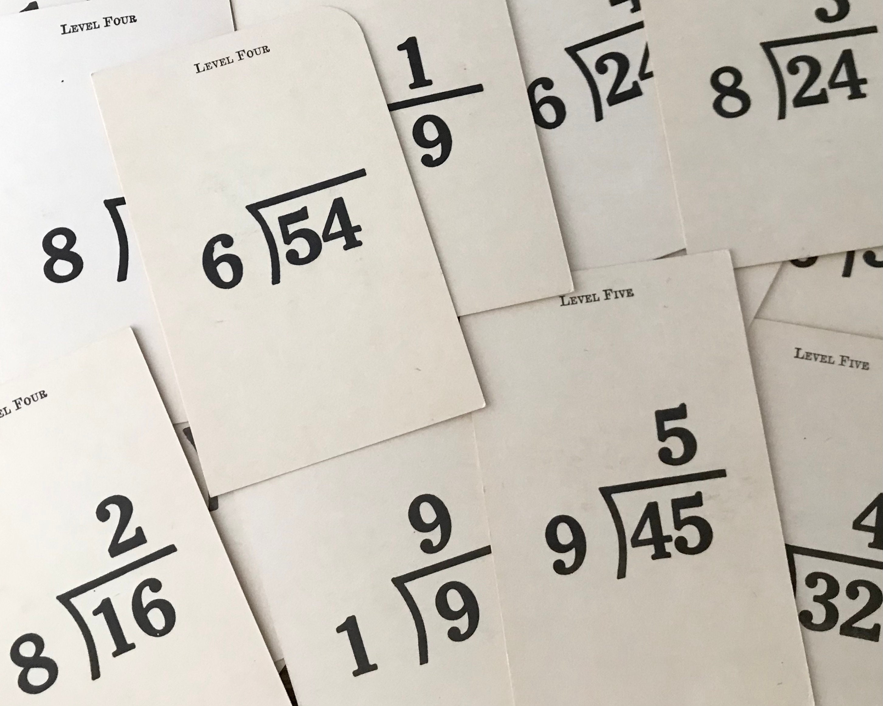 10 Vintage Division Math Flash Cards in Black and Cream, 3 1/2 Inches ...