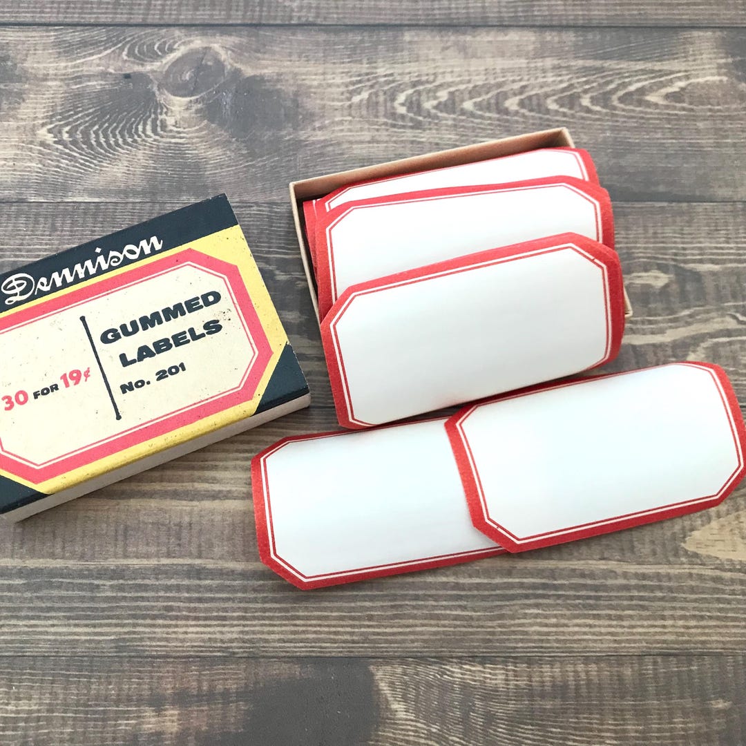 Vintage Dennison Gummed Labels in Original Box, No. 201. Full Box of 30 ...