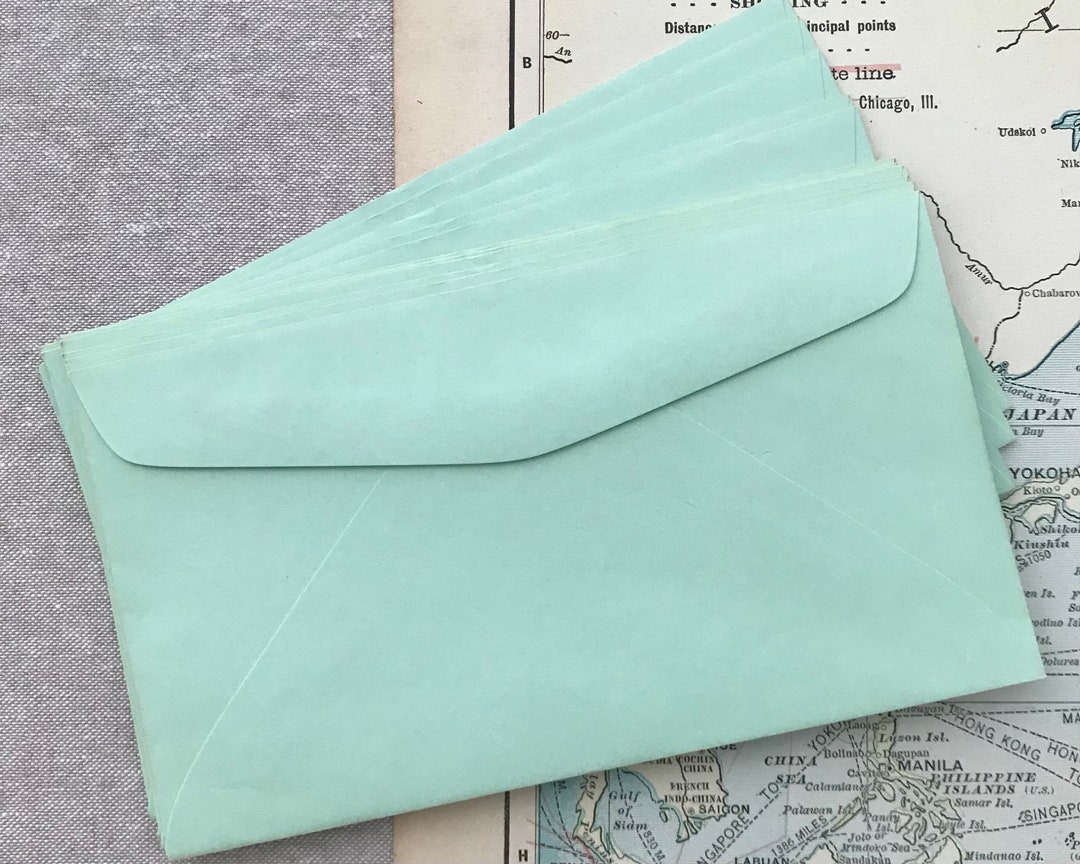 Vintage Envelopes in Mint Green, 1980s, 3 3/4" X 6 1/2" for Letter ...