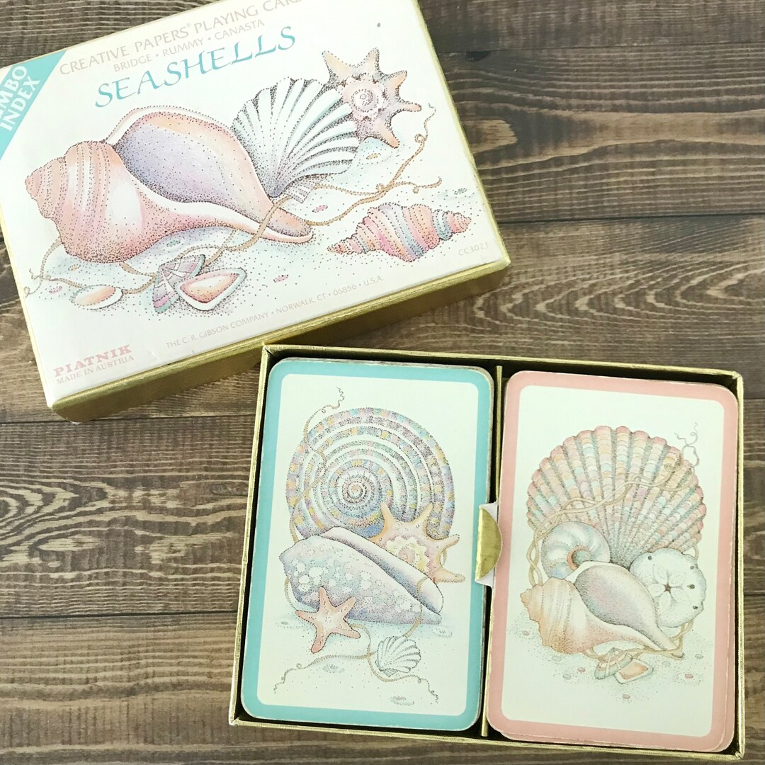Vintage Seashell Playing Cards Made in Austria by Piatnik. 2 Complete ...