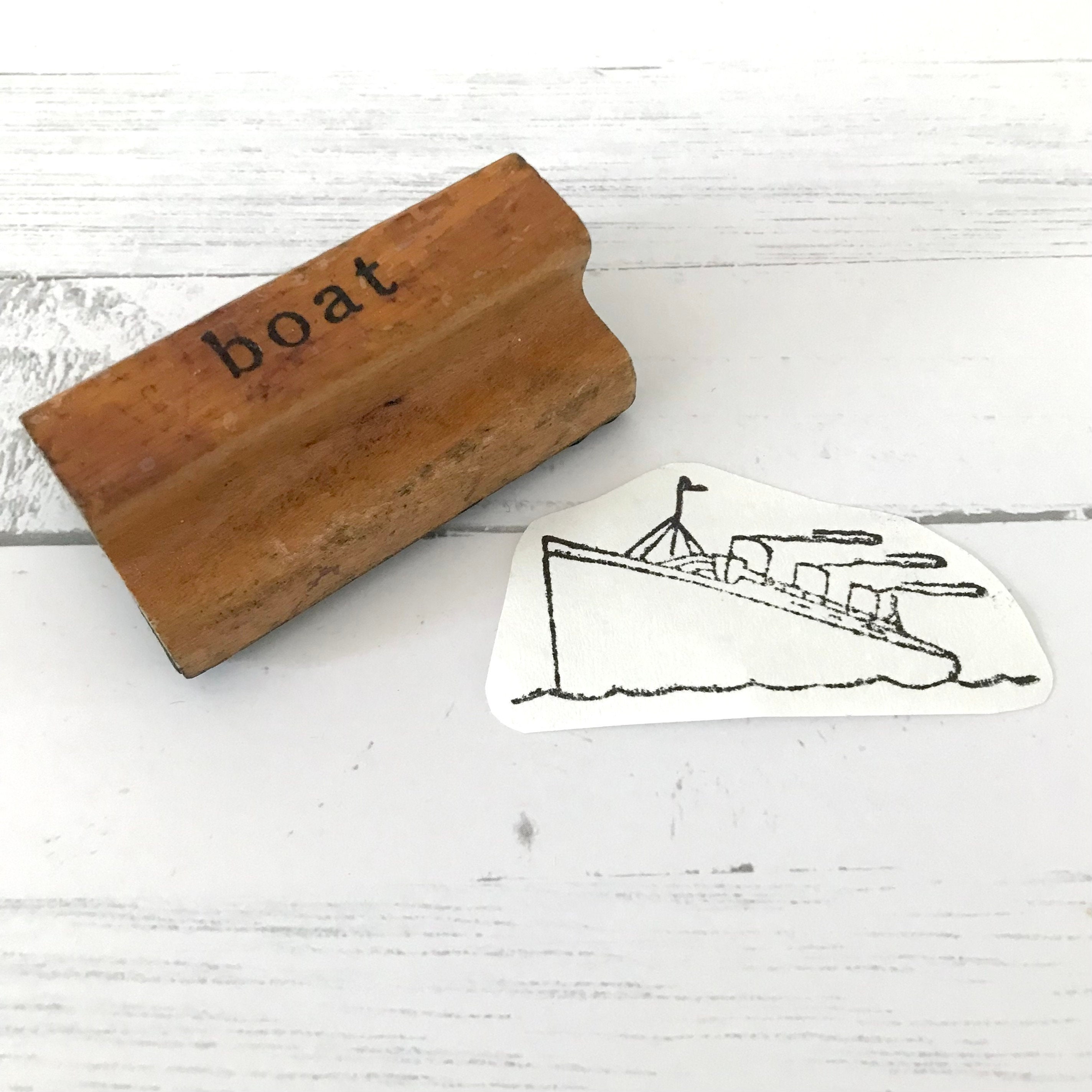 Vintage Rubber Stamp From the 1930s With Boat. Vintage School Stamp for ...