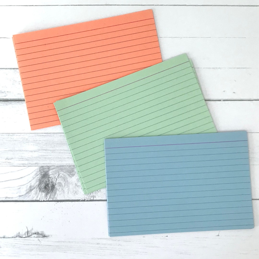 Vintage Index Cards in Coral, Blue, and Green, 5 of Each Color. 4 X 6 ...