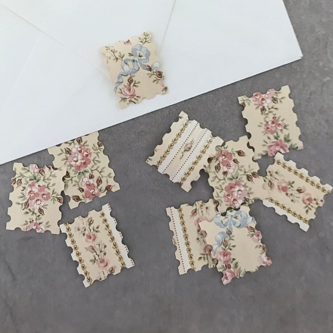 Handmade Faux Postage Stamps Made From Vintage Flowered Wallpaper. 10 ...