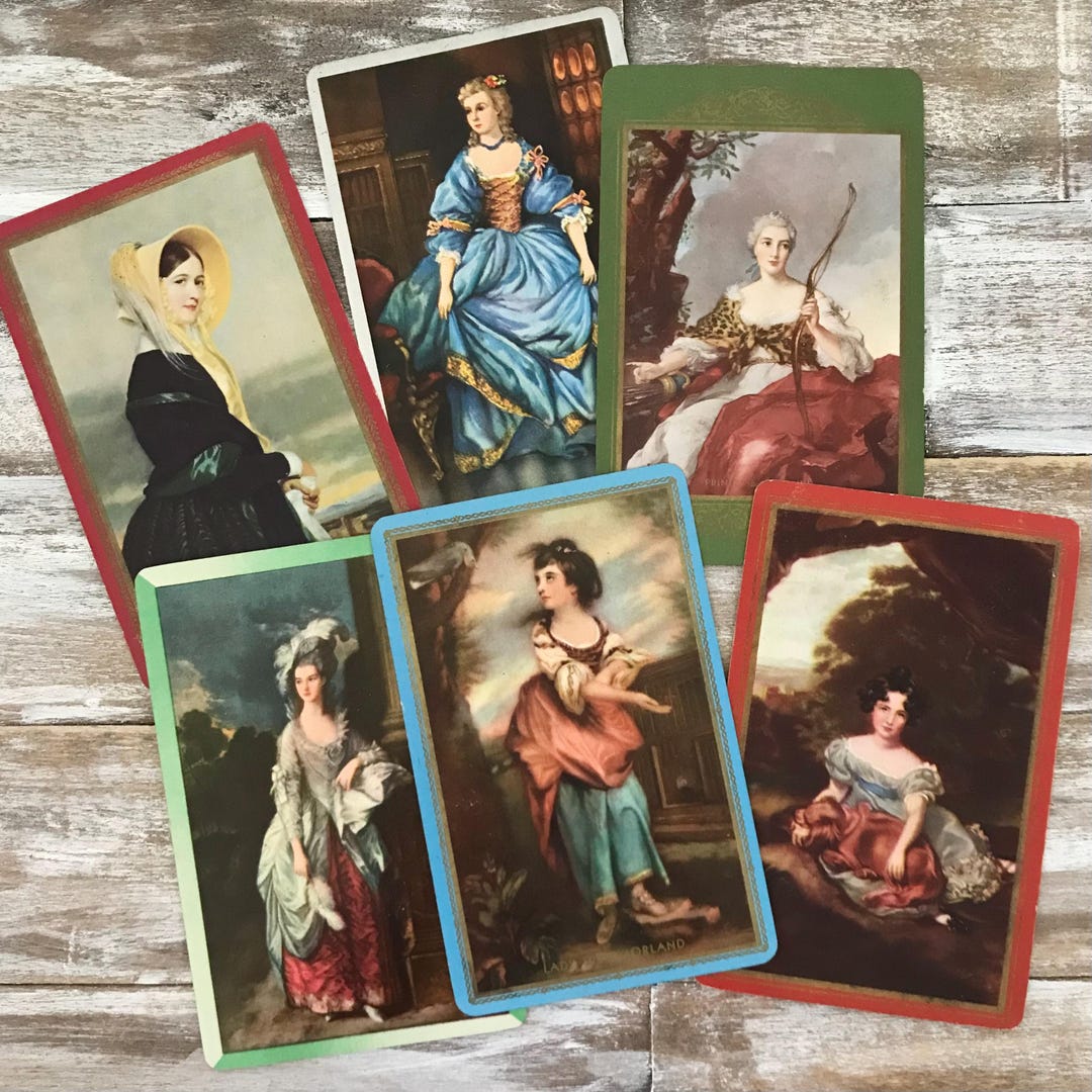 Vintage Playing Cards Featuring Ladies From Old Works of Art. 6 Cards ...