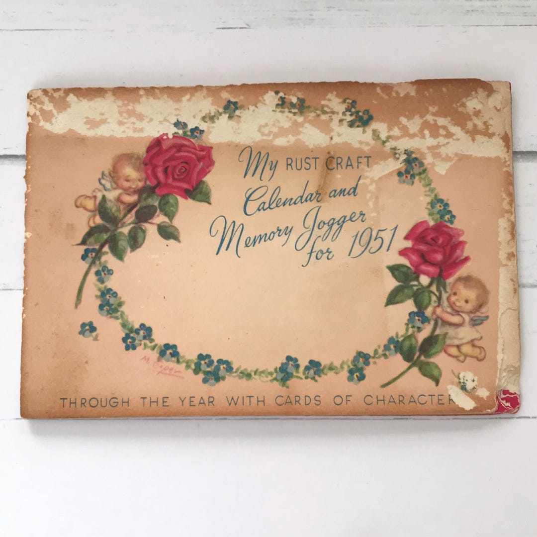 Vintage 1951 Calendar and Memory Jogger by Rust Craft, Unused but Has ...