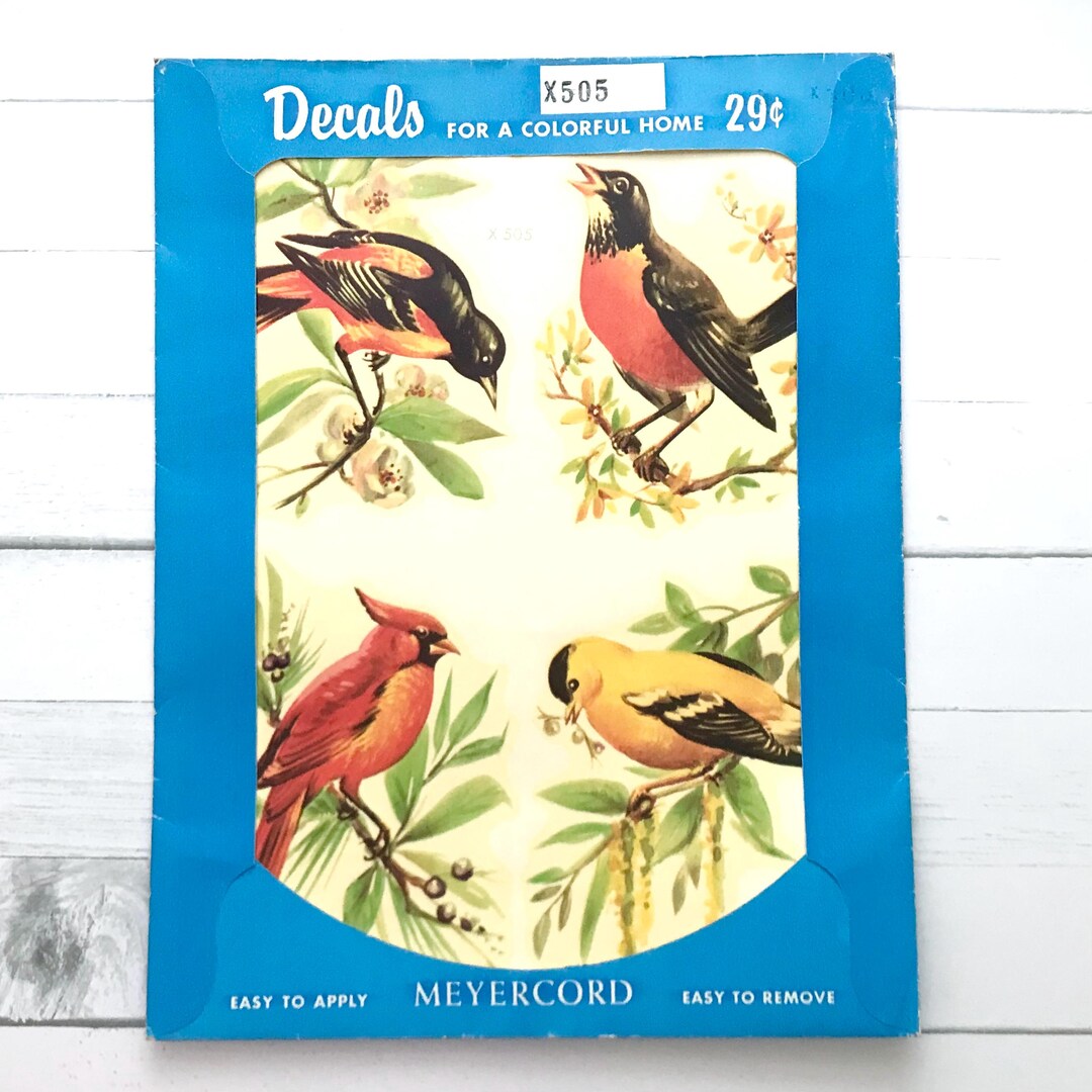Vintage 1950s Meyercord Decals (X505) of Birds: Cardinal, Oriole ...