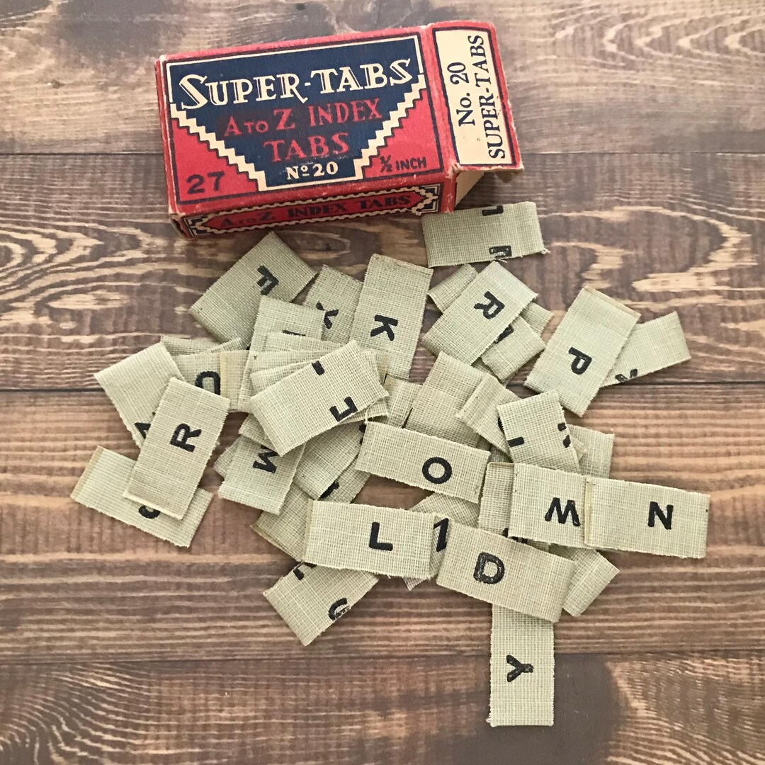 Vintage Gummed Canvas Index Alphabet Tabs. INCOMPLETE! 40 Tabs in All ...