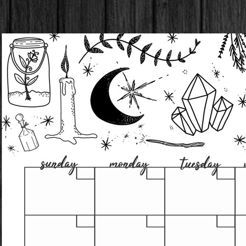Printable Blank Witch Calendar Digital Download Monthly | Etsy