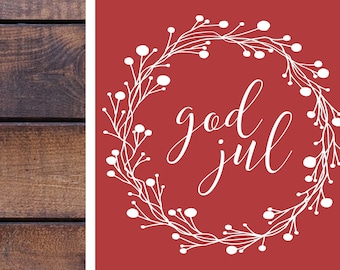 God Jul Art Printable Sweden Norway Svensk Norsk | Etsy