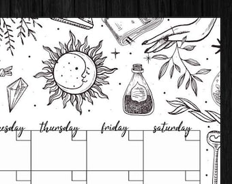 Printable Blank Witch Calendar Digital Download Monthly | Etsy