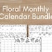 Printable Floral Monthly Calendar Bundle Planner Botanical Flowers Home ...