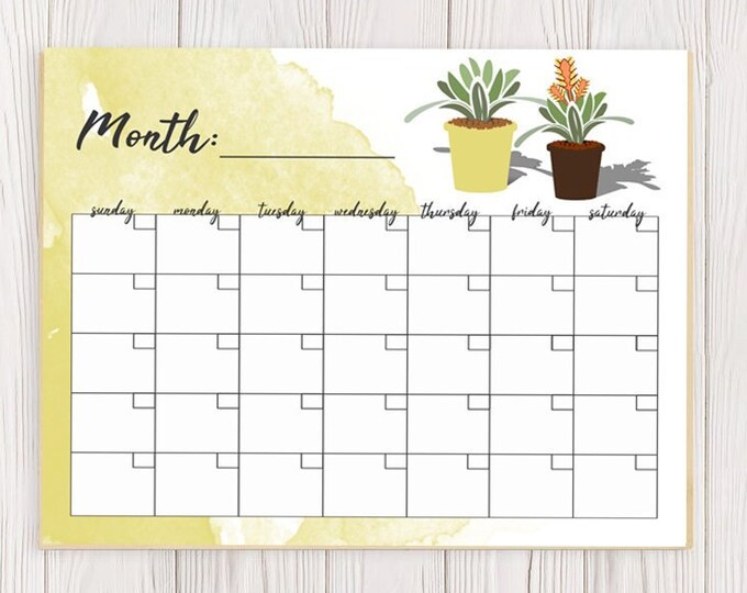 Floral Monthly Calendar Blank Calendar Printable Monthly - Etsy