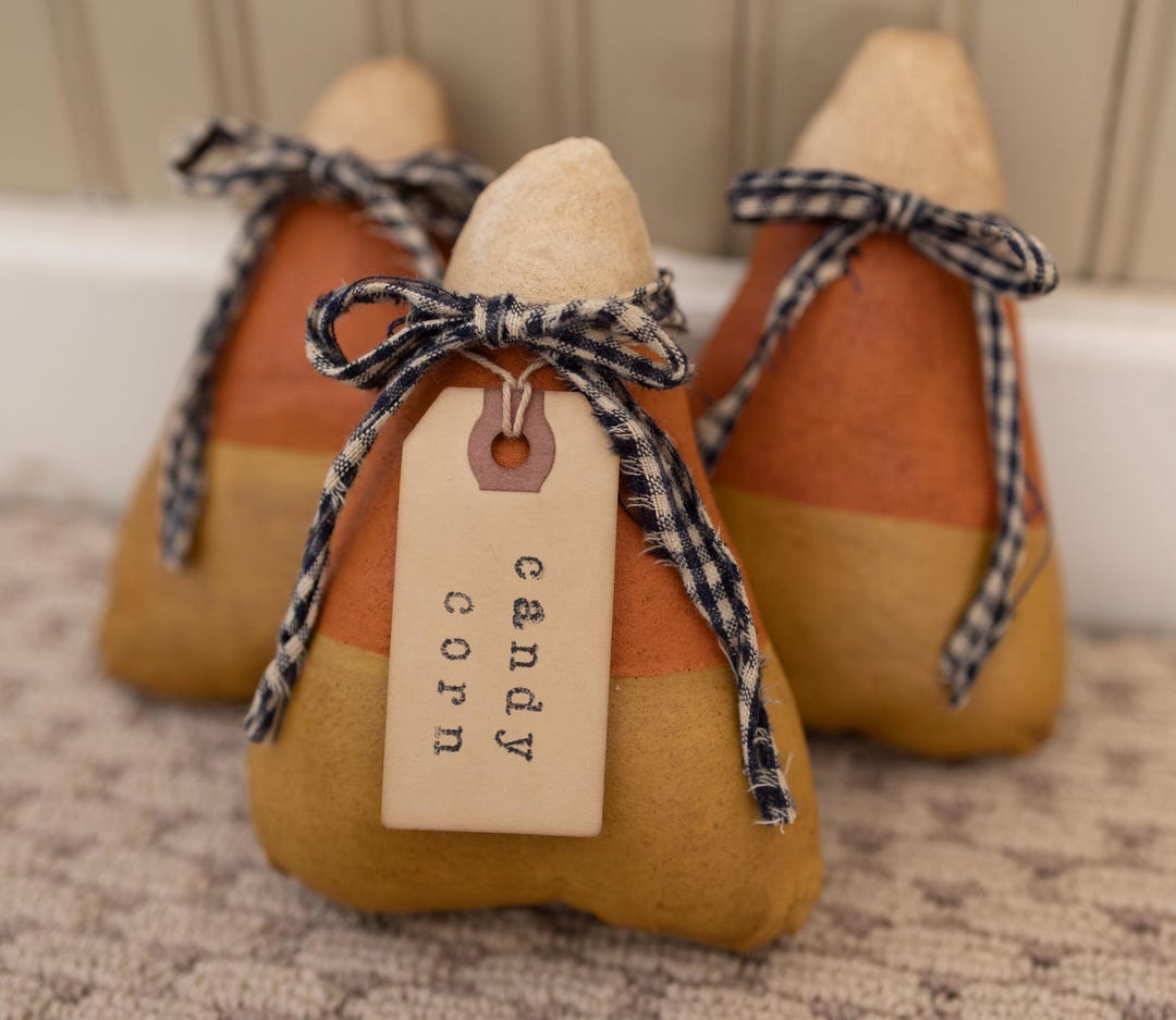 Set of 3 Handmade Primitive Candy Corn Bowl Fillers | Halloween Ornie ...