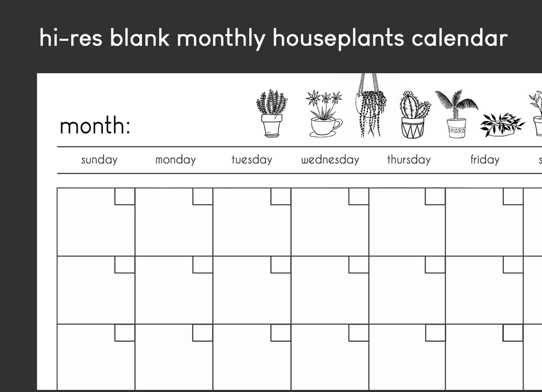 Blank Monthly Calendar, Flowers, Printable, Monthly Agenda,monthly ...