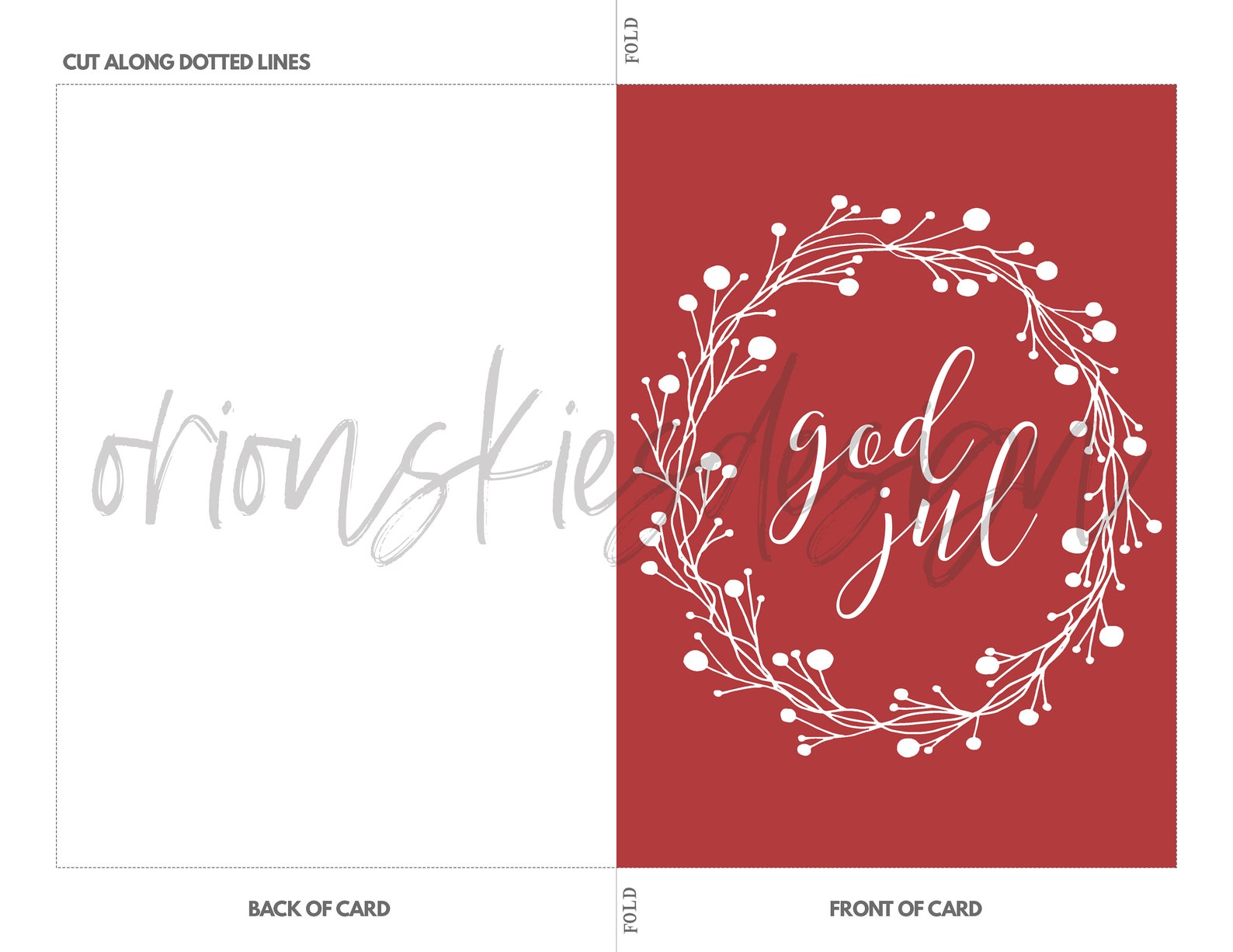 Printable God Jul Card Christmas Sweden Norway Svensk | Etsy