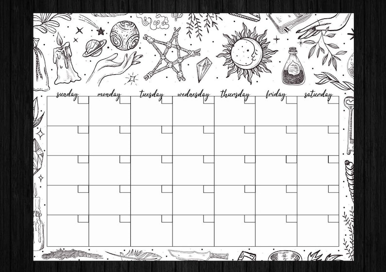 Printable Witch Calendar | Digital Download | Monthly Calendar | Blank ...