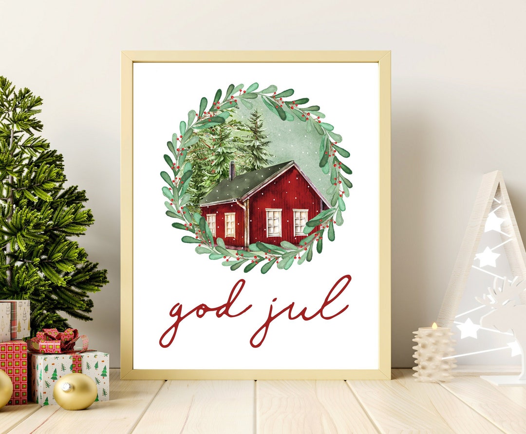 God Jul Art, Printable, Christmas, Yule, Swedish, Scandinavian ...