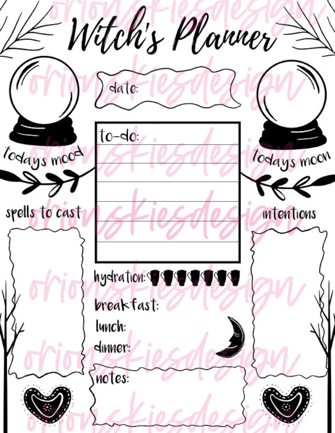 Printable Witch's Planner | Daily Planner | Daily Agenda | Insert Page ...