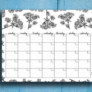 Printable Floral Monthly Calendar Bundle Planner Botanical Flowers Home ...