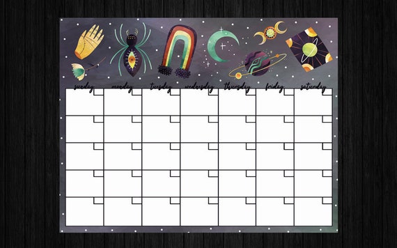 Mystical Cosmic Printable Calendar Witch Pagan Spells | Etsy